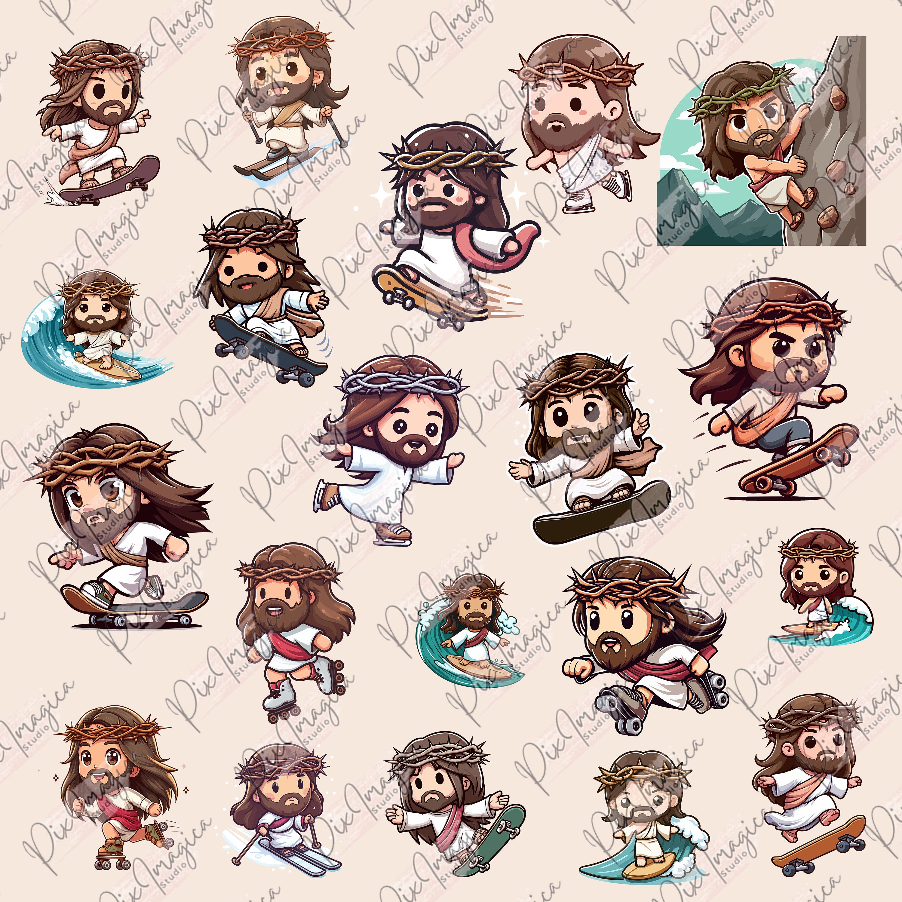 Jesus Outdoor Sports Clipart, Christian Clipart, Cute Jesus, Chibi ...