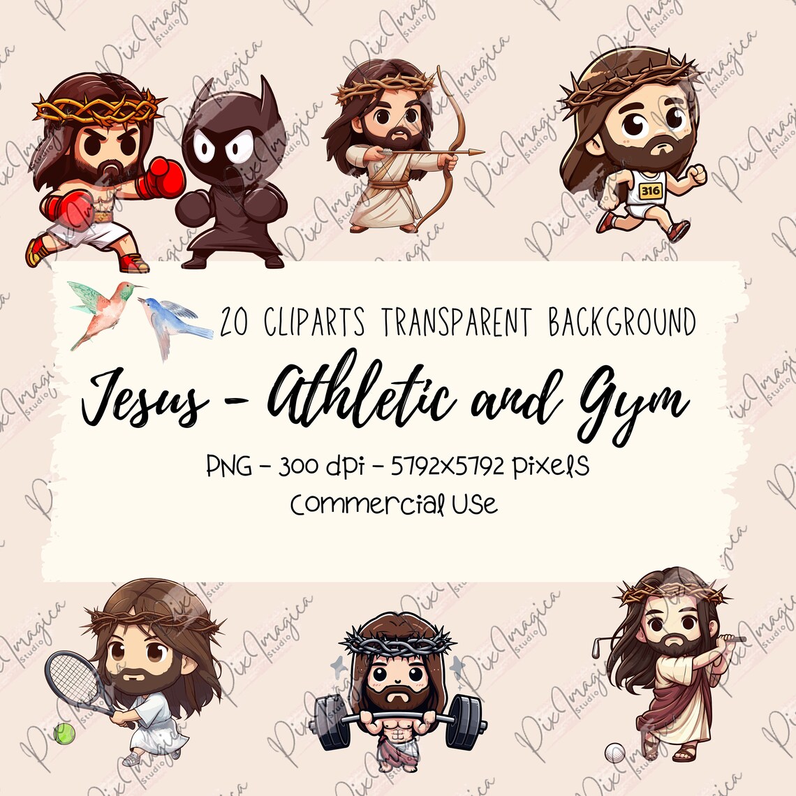 Jesus Athletic and Gym Clipart, Christian Clipart, Chibi, Cute Jesus ...