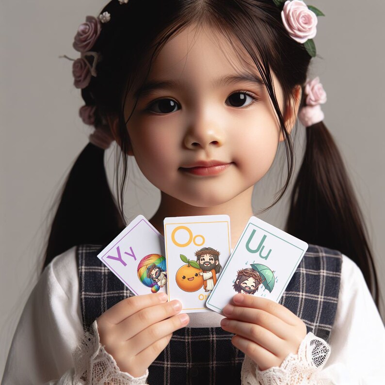 ABC With Jesus, Alphabet Flashcards Poster Printable, Montessori ...