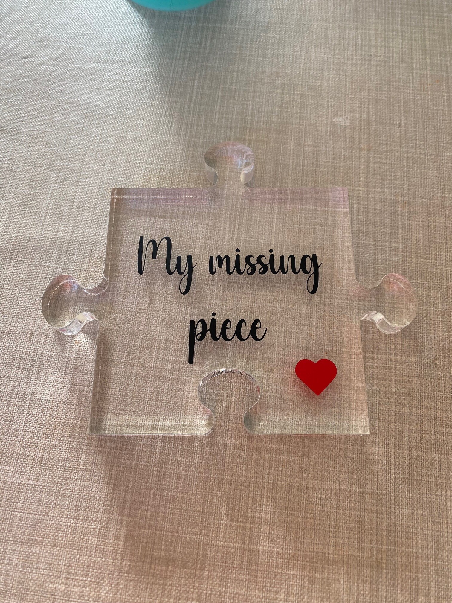 My Missing Piece Jigsaw Piece, Freestanding Clear Acrylic Jigsaw Piece ...