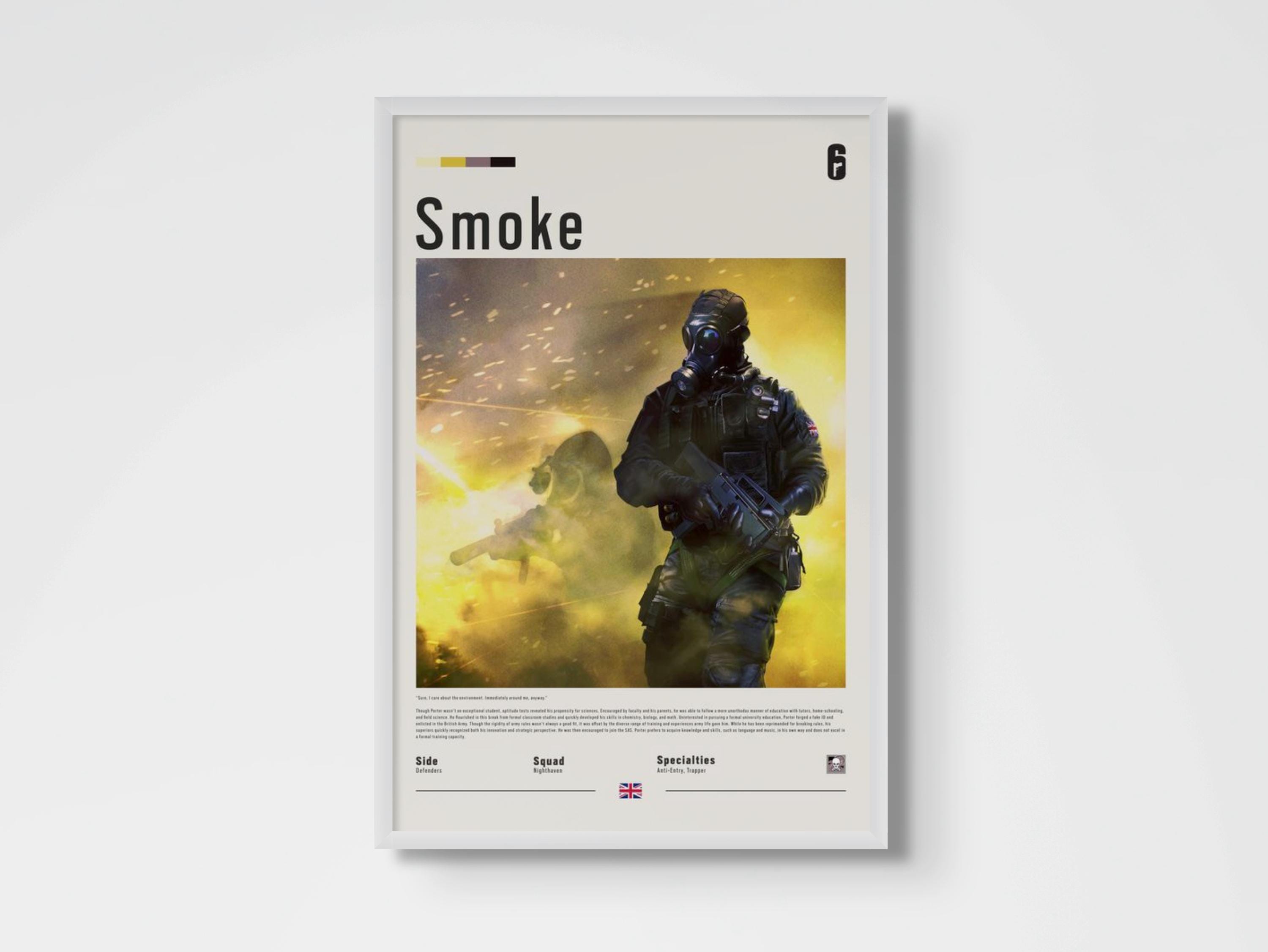 Six Siege - Smoke Poster, Six Siege Print, Six Siege Poster, Gaming ...