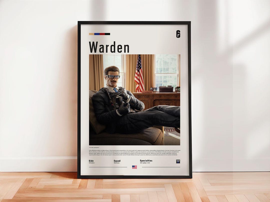 Six Siege - Warden Poster, Six Siege Print, Six Siege Poster, Gaming ...