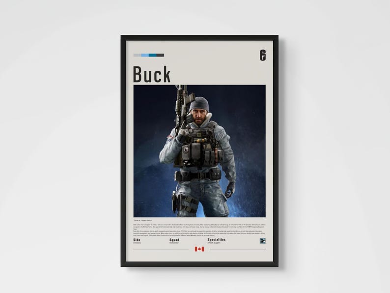 Six Siege - Buck Poster, Six Siege Print, Six Siege Poster, Gaming ...