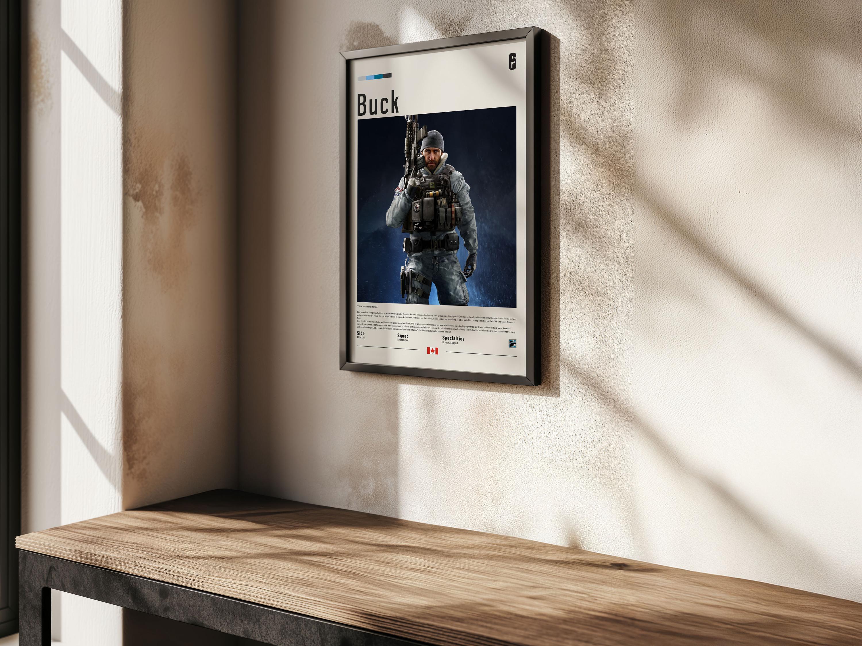 Six Siege - Buck Poster, Six Siege Print, Six Siege Poster, Gaming ...