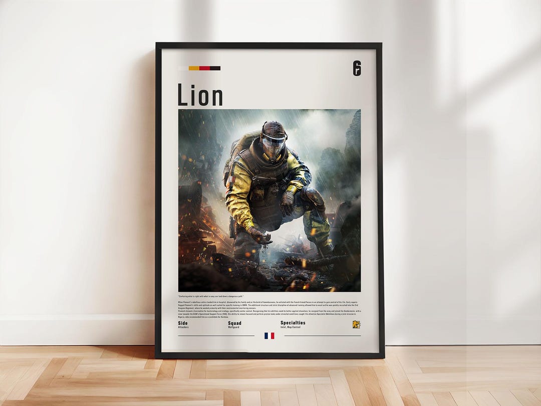 Six Siege - Lion Poster, Six Siege Print, Six Siege Poster, Gaming ...