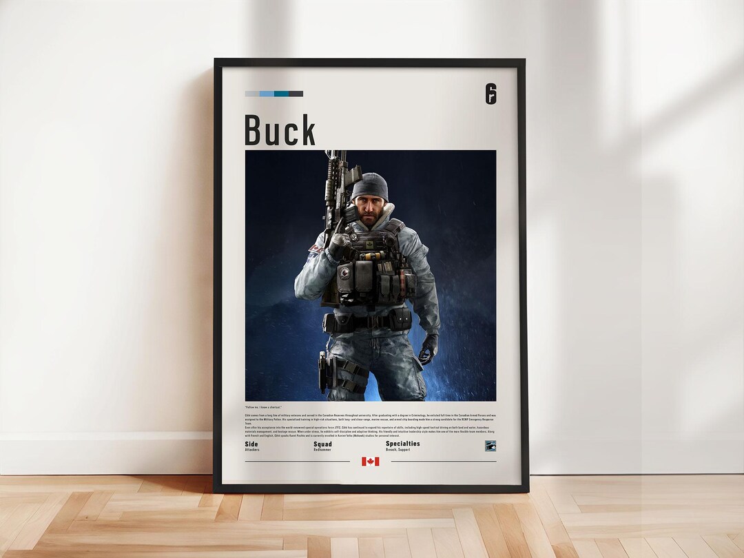 Six Siege - Buck Poster, Six Siege Print, Six Siege Poster, Gaming ...