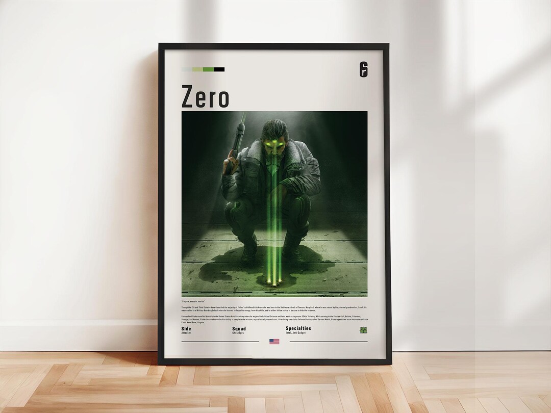 Six Siege - Zero Poster, Six Siege Print, Six Siege Poster, Gaming ...