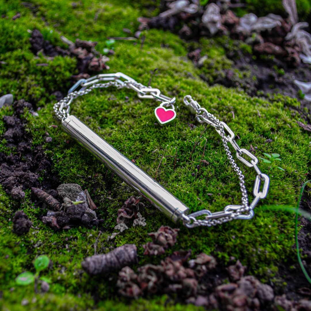 Silver Bracelet With Hidden Compartment and Red Heart , Cruel ...