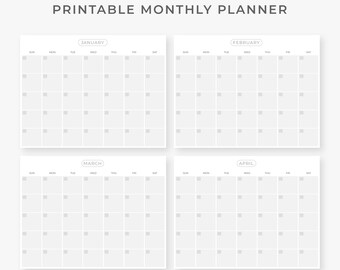 Monthly Planner Minimalist Printable & Digitally Instant Download A4/A5 ...