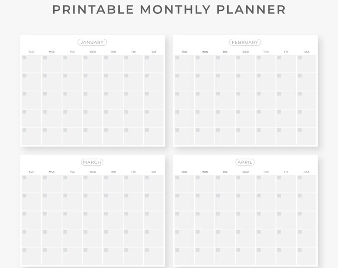 Monthly Planners (15 Months) - Simple / Minimalistic Layout *UNDATED ...