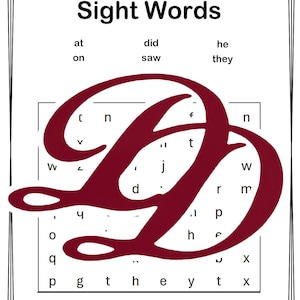 Kindergarten Sight Words Word Search: 52 Dolch Words (digital Download ...