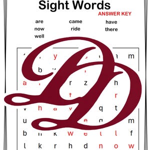 Kindergarten Sight Words Word Search: 52 Dolch Words (digital Download ...