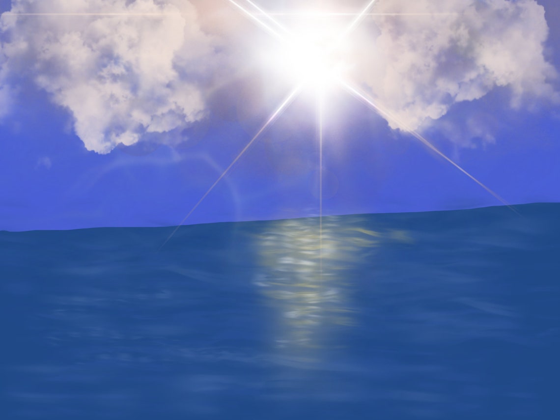 Ocean Day, Sun Over Water, Sunshine, Sunny Day, PNG Background/digital ...