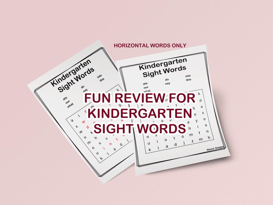 Kindergarten Sight Words Word Search: 52 Dolch Words (digital Download ...