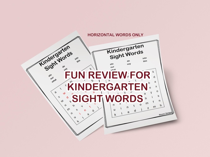 Kindergarten Sight Words Word Search: 52 Dolch Words (digital Download ...