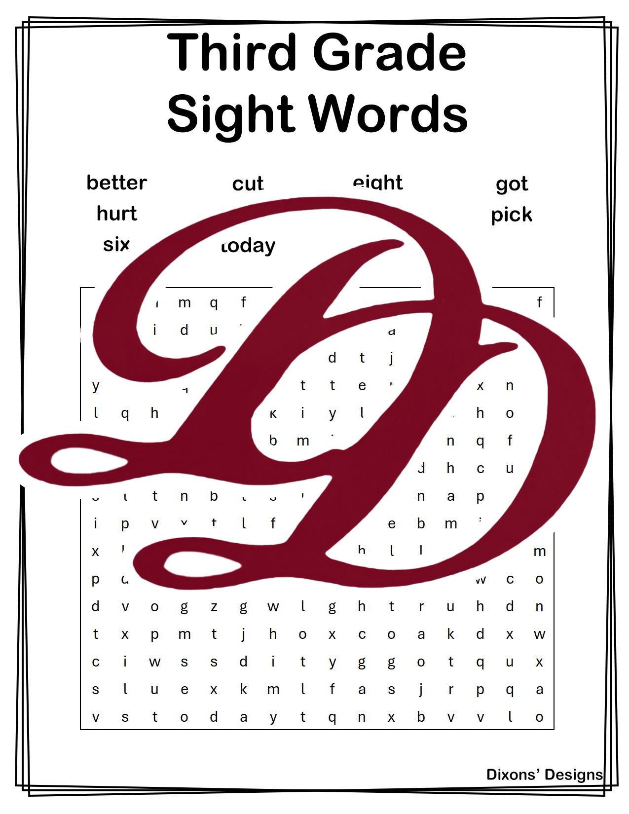 Third Grade Sight Words Word Search: Printable Classroom Activity (PDF ...