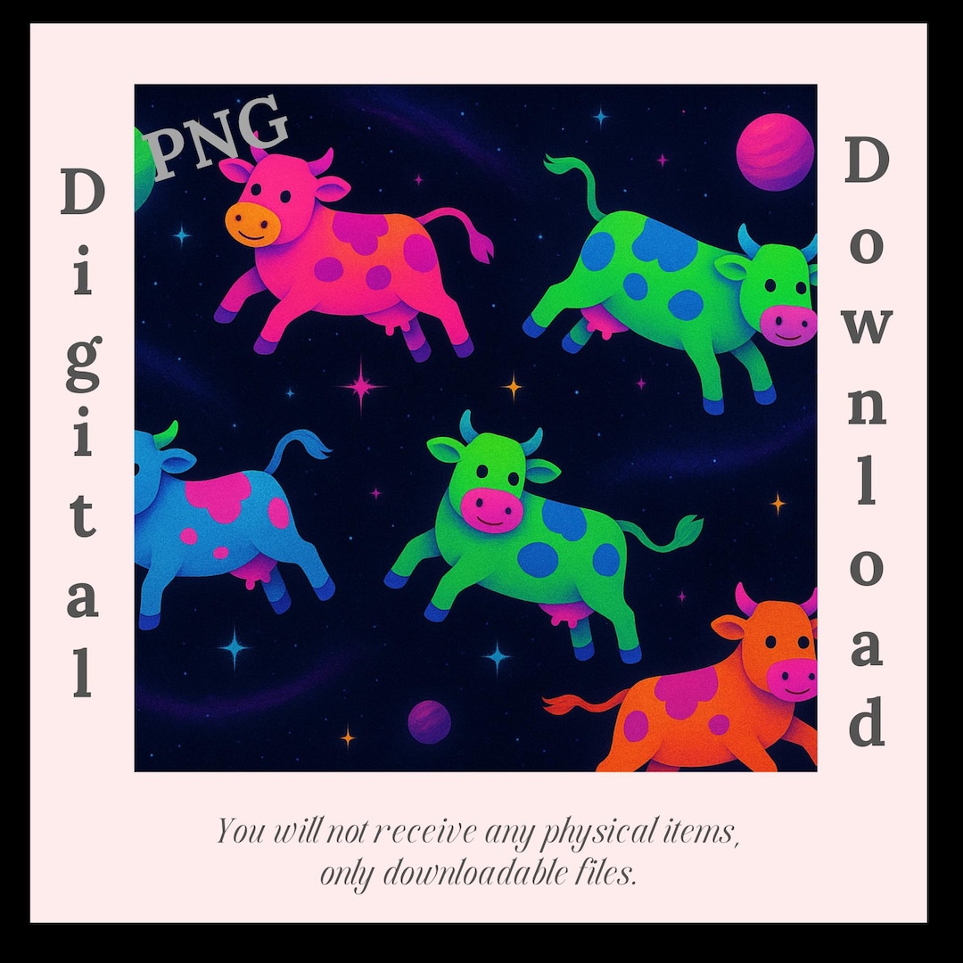 Neon Cosmic Cow PNG | Kawaii Space Cow Clipart | Outer Space ...