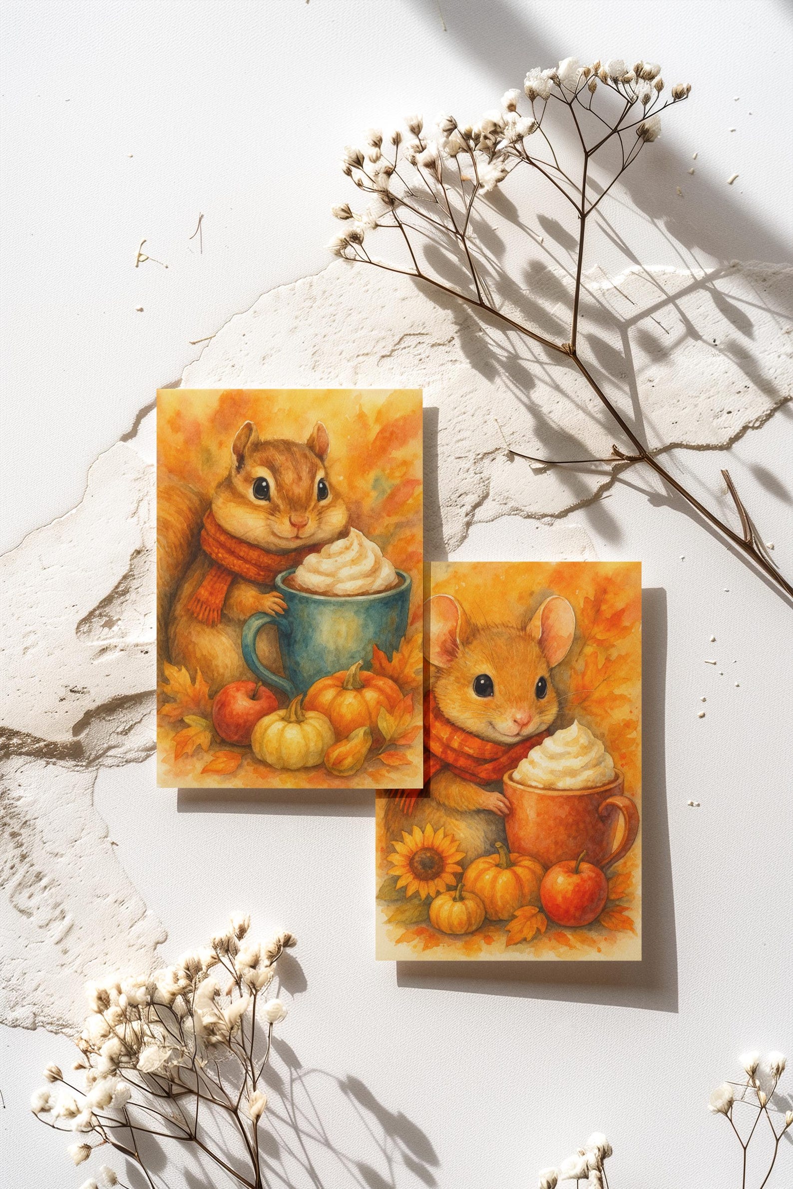 Autumn Chipmunk Watercolor PNG | Hot Cocoa Clipart (digital Download ...