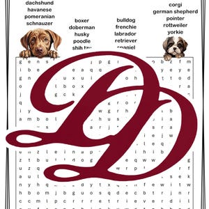 Printable Dog Word Search, Digital Download, PDF, Homeschool, Classroom ...