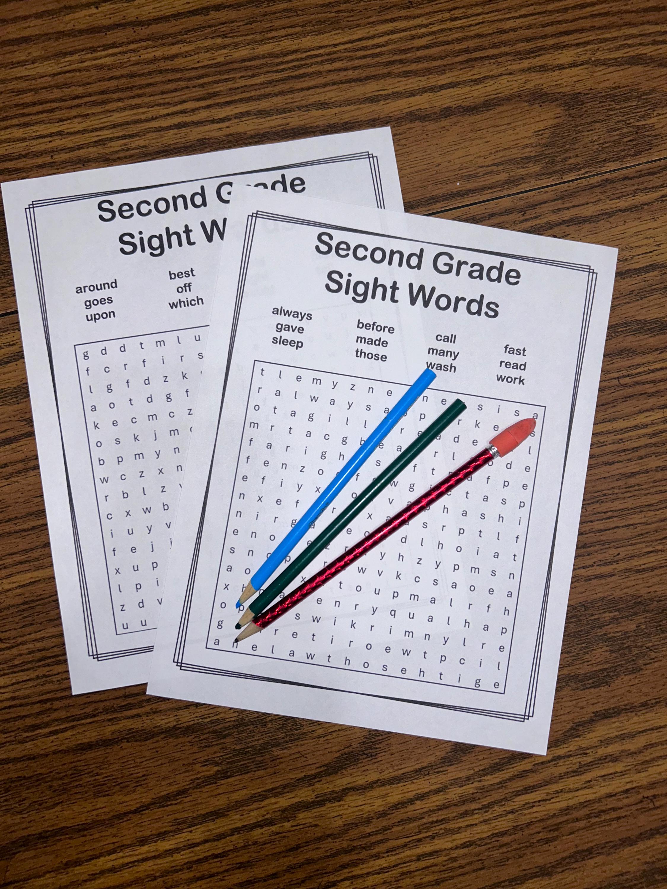 Printable Dolch Second Grade Sight Words Word Search, 46 Words, Digital ...
