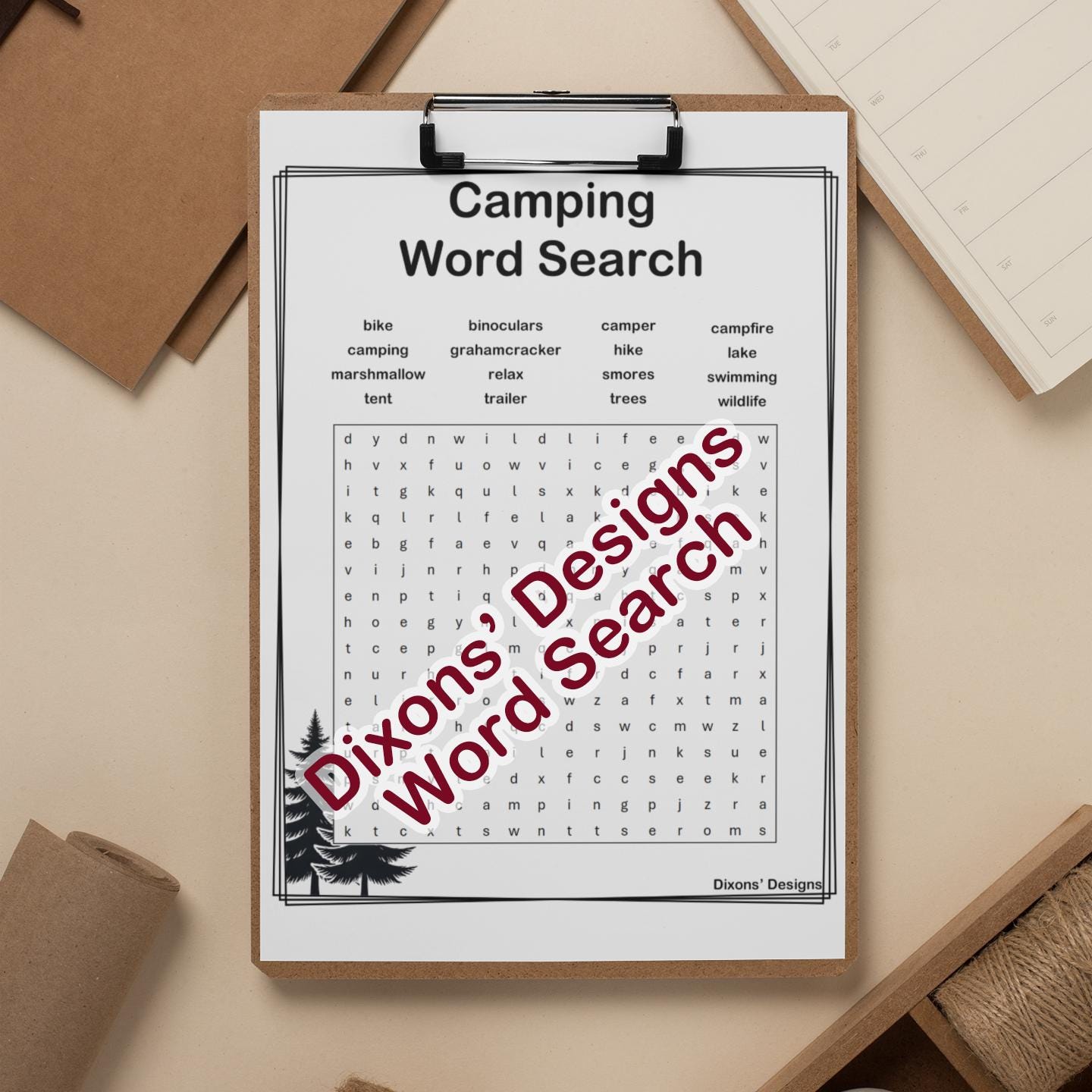 Printable Camping Word Search, Digital Download, PDF, Homeschool ...