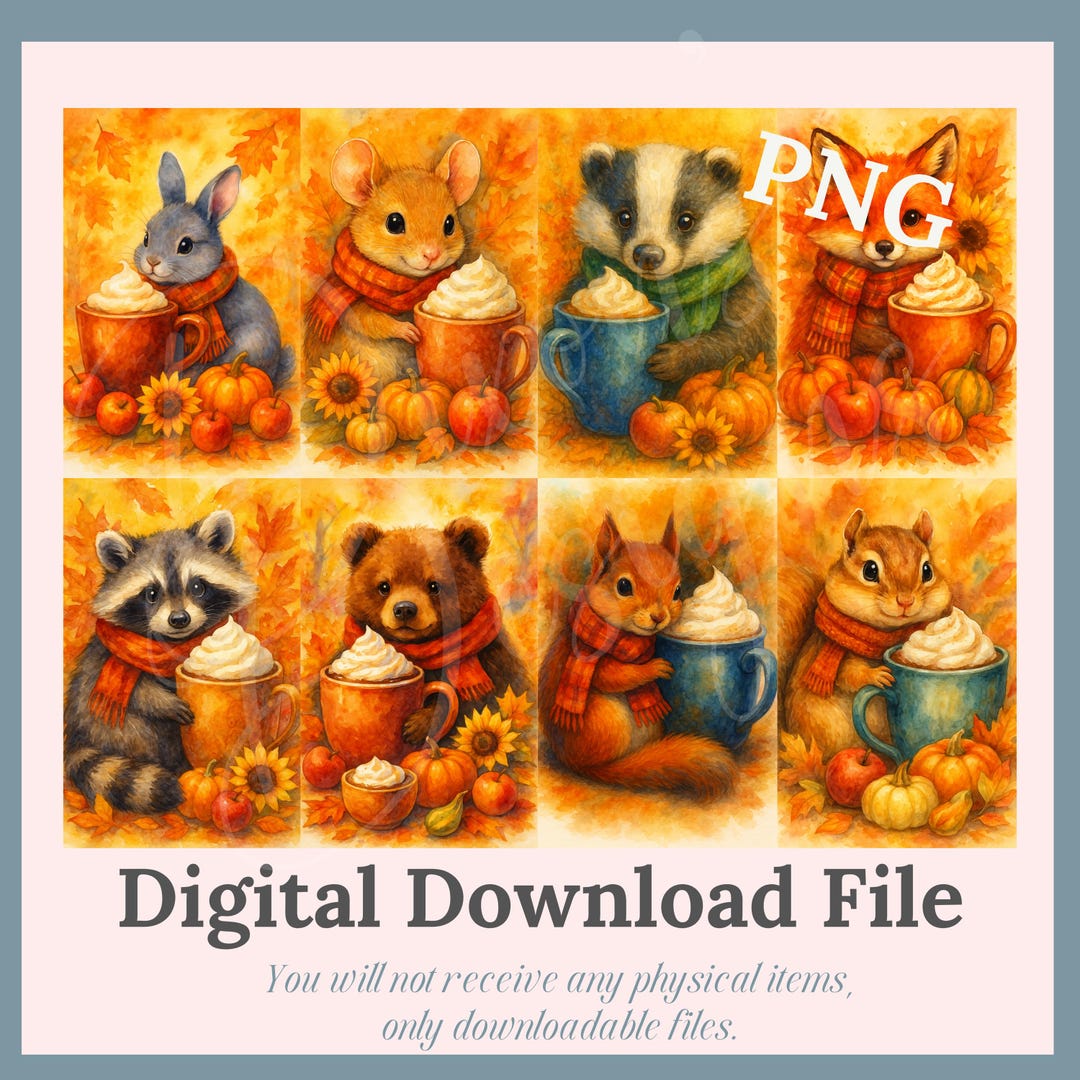 Watercolor Autumn Animals PNG Clipart | Hot Cocoa Woodland Creatures ...