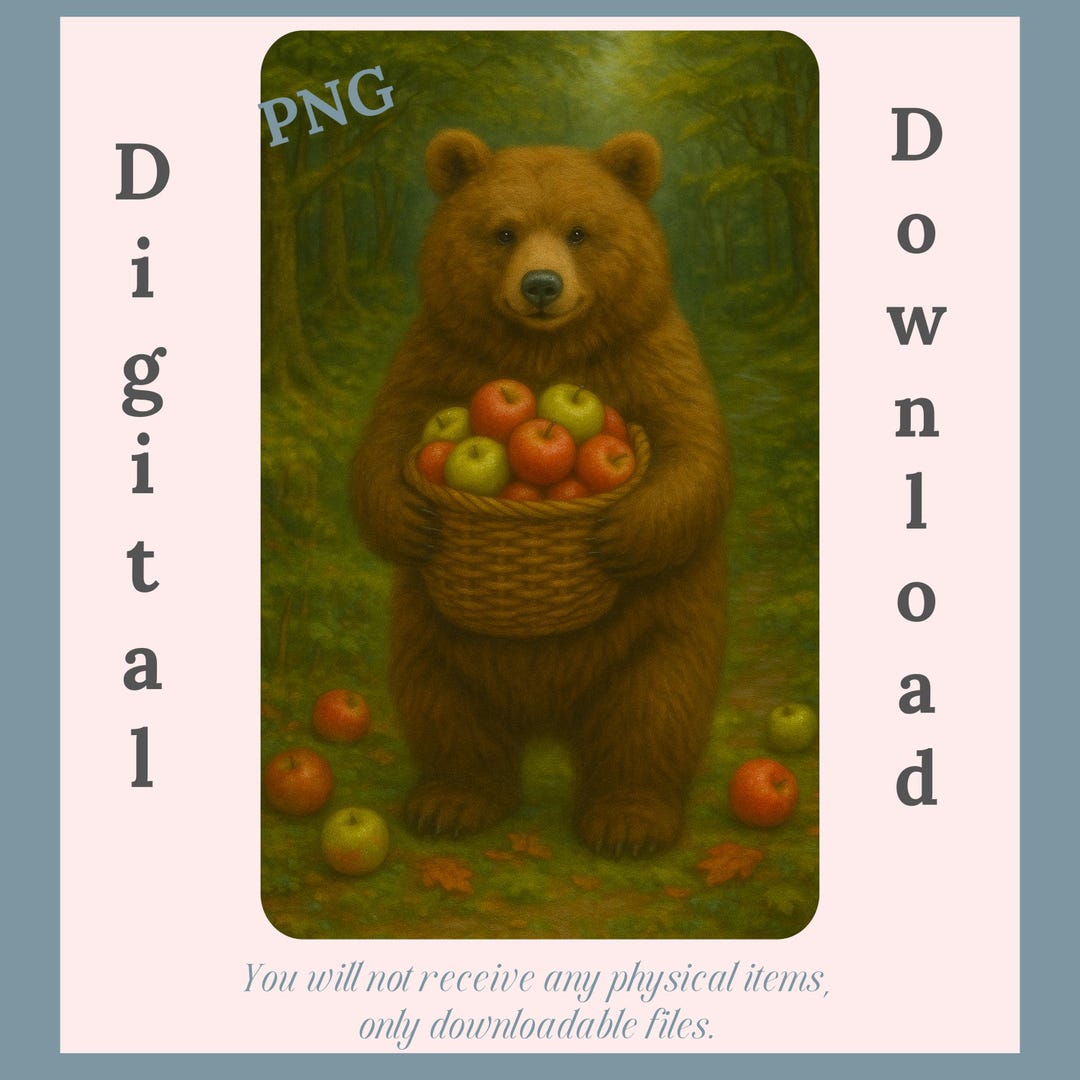 Bear With Apples Clipart | Fall Animal SVG, PNG (digital Download) - Etsy