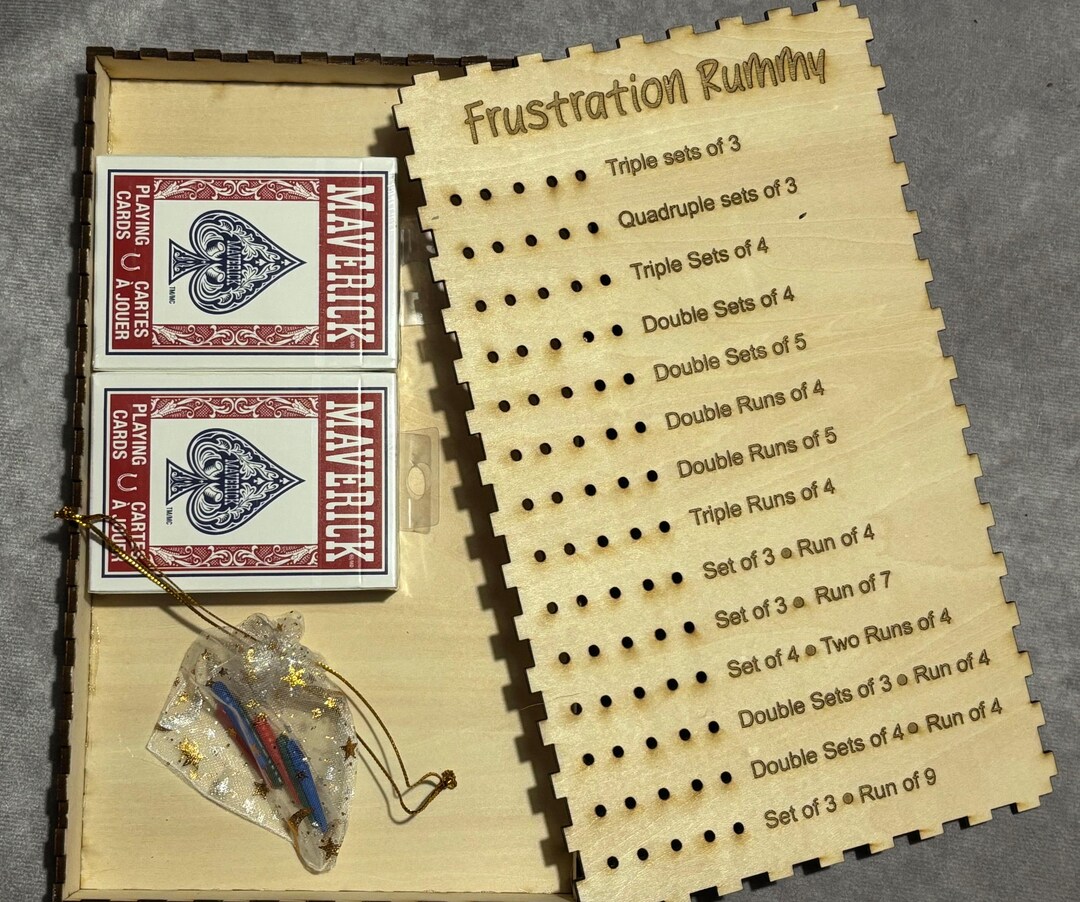 6x10” Frustration Rummy Box With Pieces, Wooden, Personalizable - Etsy