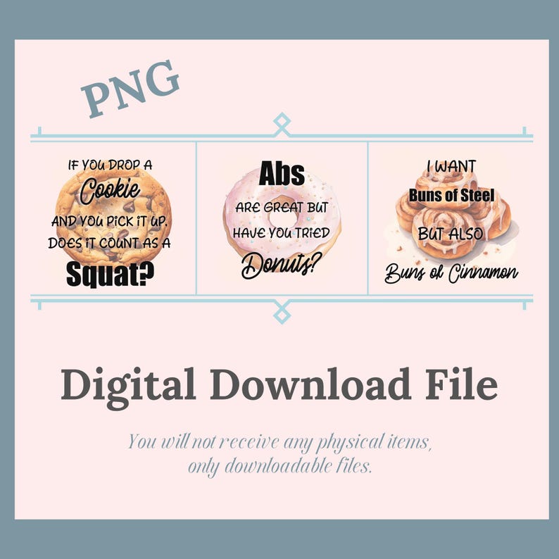 Funny Exercise PNG: Cookie Squat, Donut Abs (digital Download) - Etsy