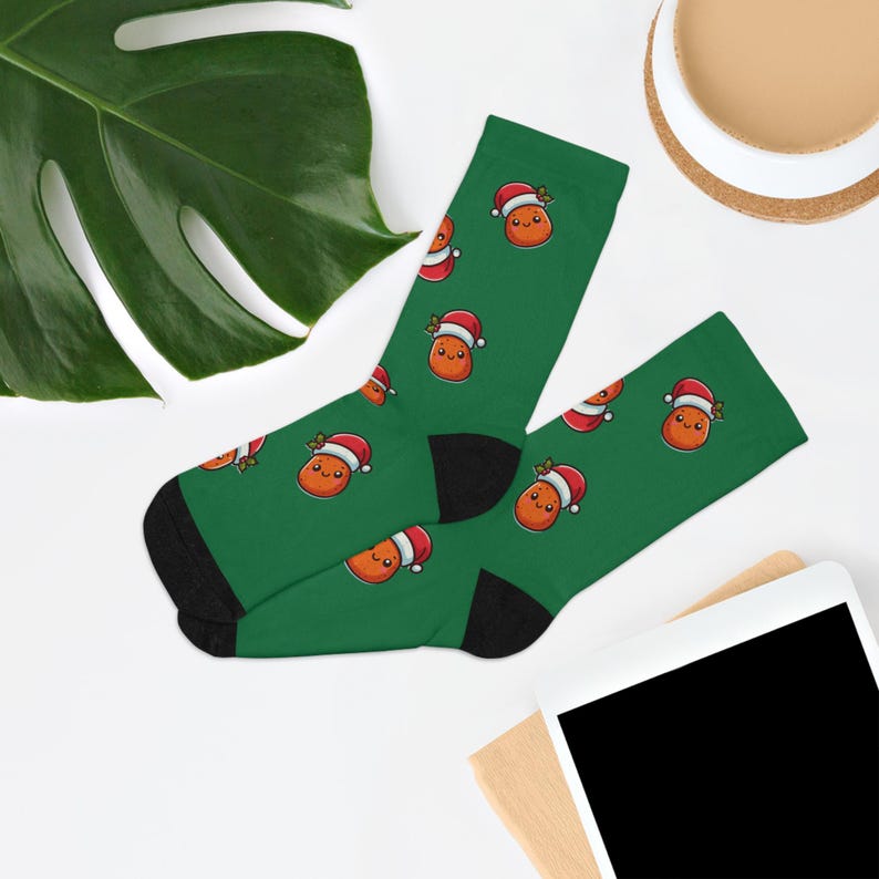 Socks, Christmas Sweet Potato Design Recycled Poly Socks, Holiday Gift ...