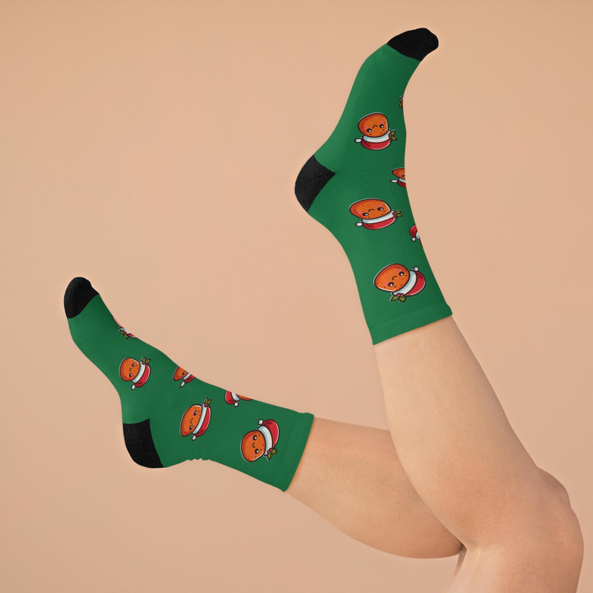 Socks, Christmas Sweet Potato Design Recycled Poly Socks, Holiday Gift ...