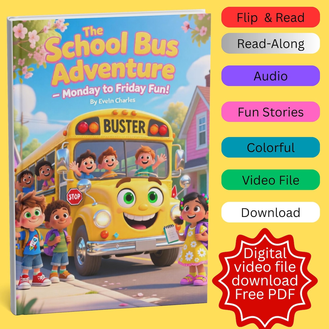 Children Digital-read Along Audio-video Story Book the School Bus ...