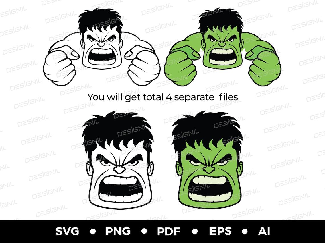 4 Hulk Svg Hulk Face Svg Hulk Hands Svg Incredible Hulk Svg Hulk Cut ...