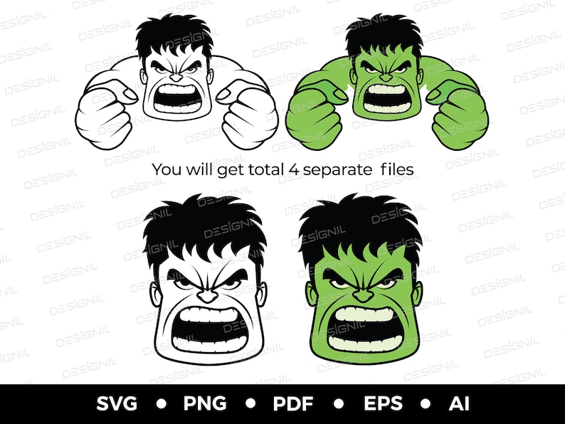 4 Hulk Svg Hulk Face Svg Hulk Hands Svg Incredible Hulk Svg Hulk Cut ...