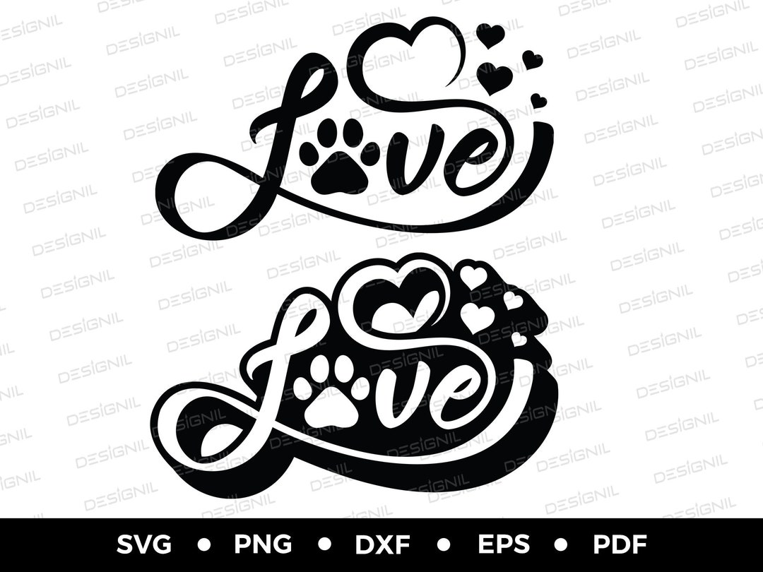 Love Paw Print Dog Paw SVG Dog Foot Print Love Paw Svg Pet Paw Print ...