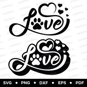 Love Paw Print Dog Paw SVG Dog Foot Print Love Paw Svg Pet Paw Print ...