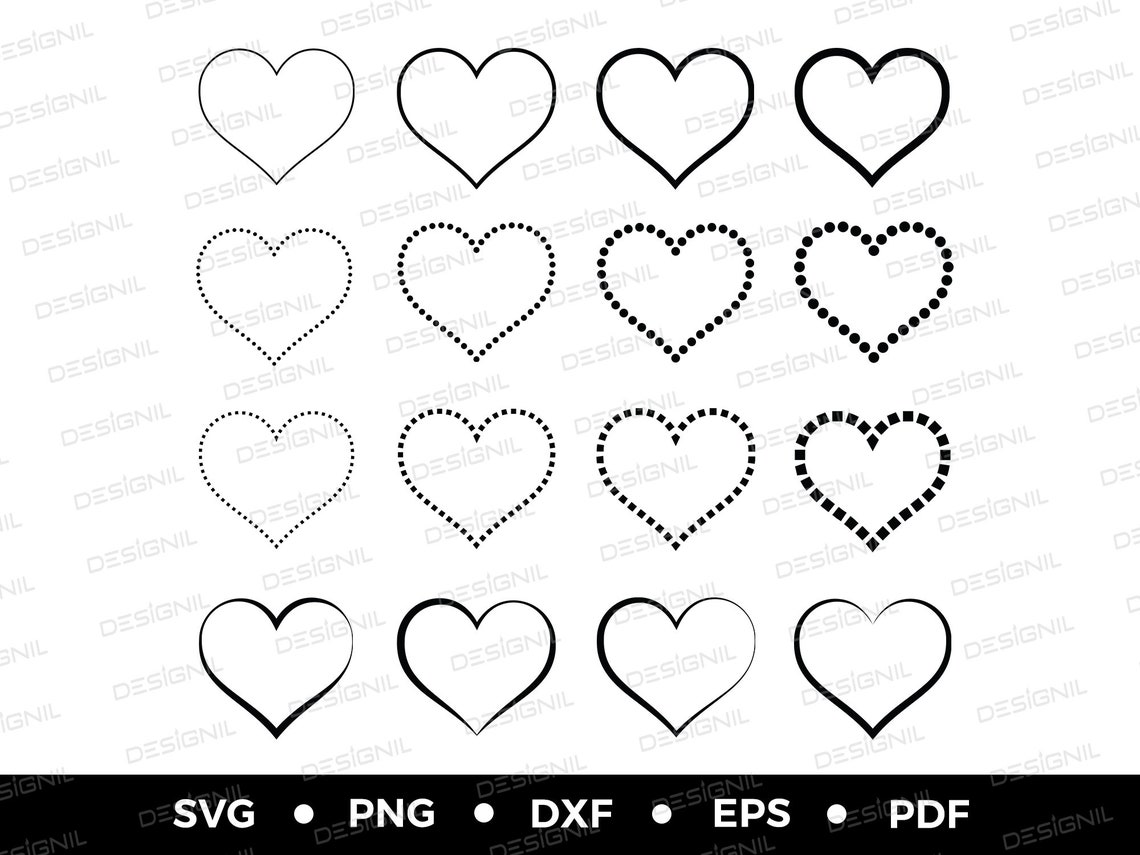 Heart Outline Svg Heart Shape Svg Valentine Heart Png Hearts Clipart ...