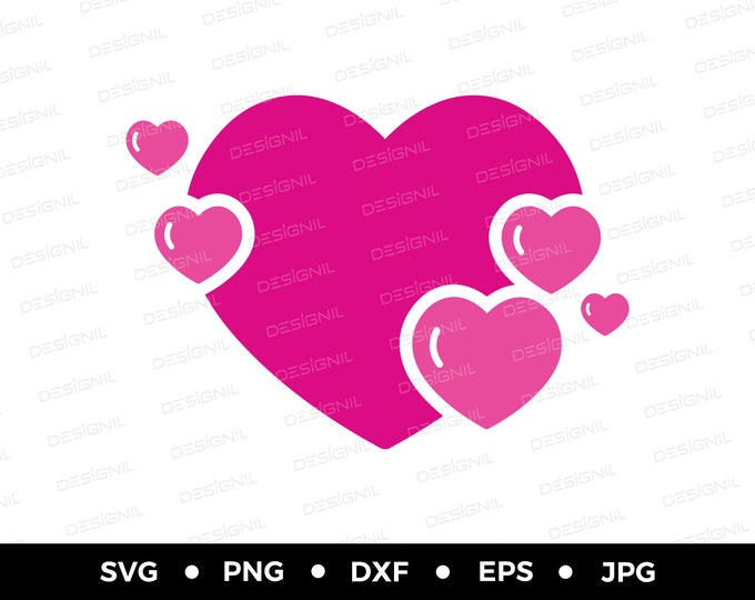 Love Heart SVG, PNG Instant Download Pink Outlined Heart, Sticker, Sign ...