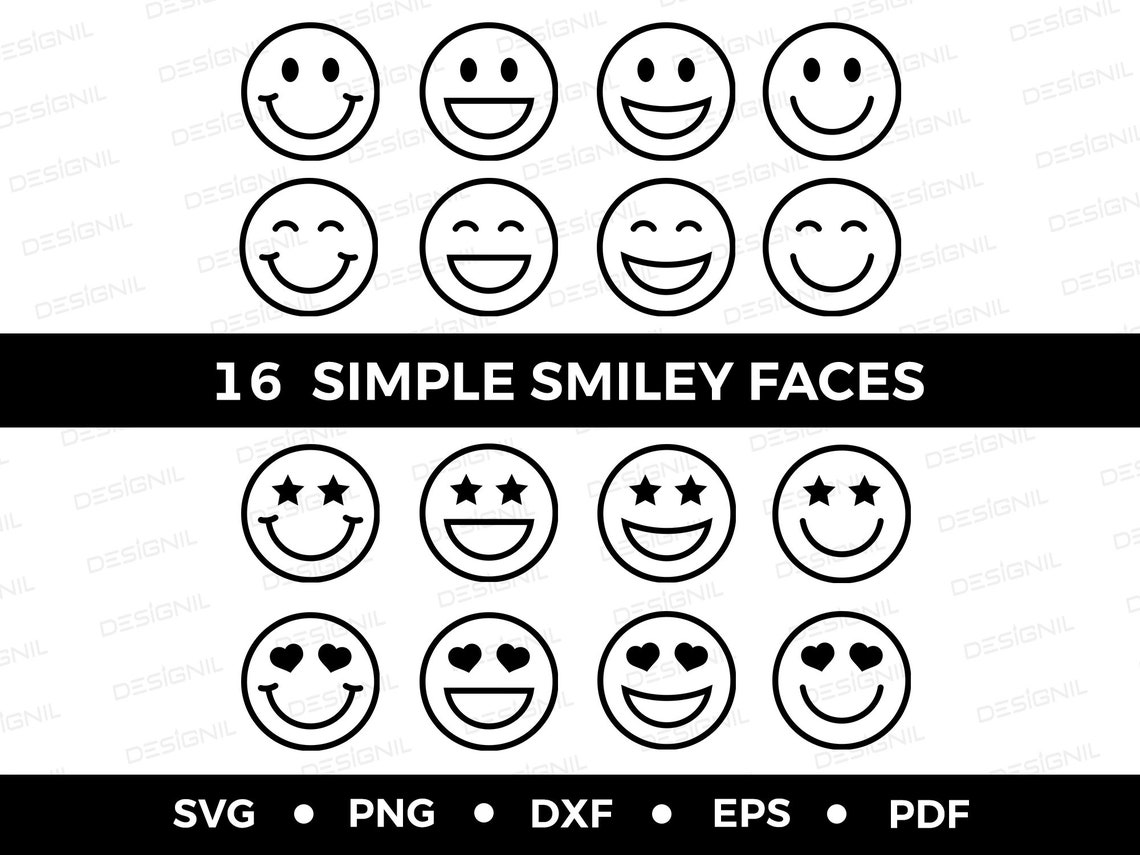 Happy Smiley Face Svg Happy Face Svg Simple Smile Face Line Art Happy ...