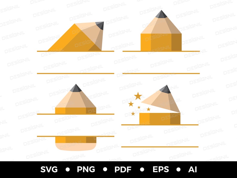 Split Pencils SVG Pencil Name Frame SVG School Pencil Svg Pencil ...