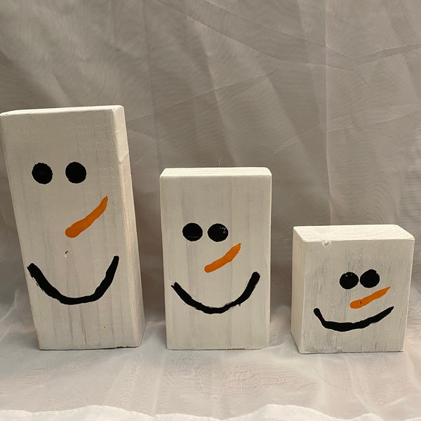 Wooden Block Snowman - Etsy