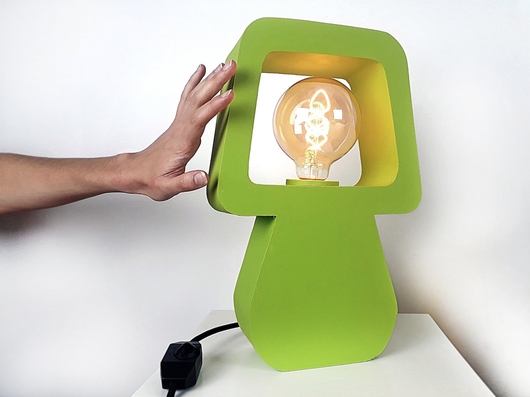 Pop Art Sculpture Lamp Green, Funky Lamp Edison Bulb, Chunky Lamp ...