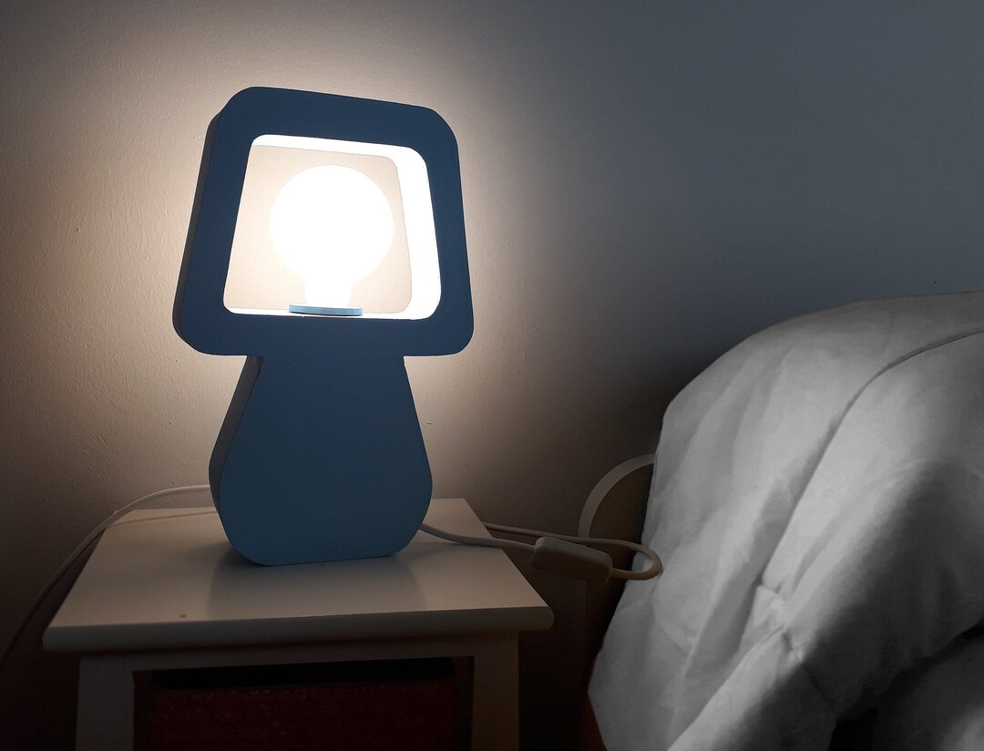 Mid Century Modern Sculpture Table Lamp Blue, Artistic Night Light, Fun ...