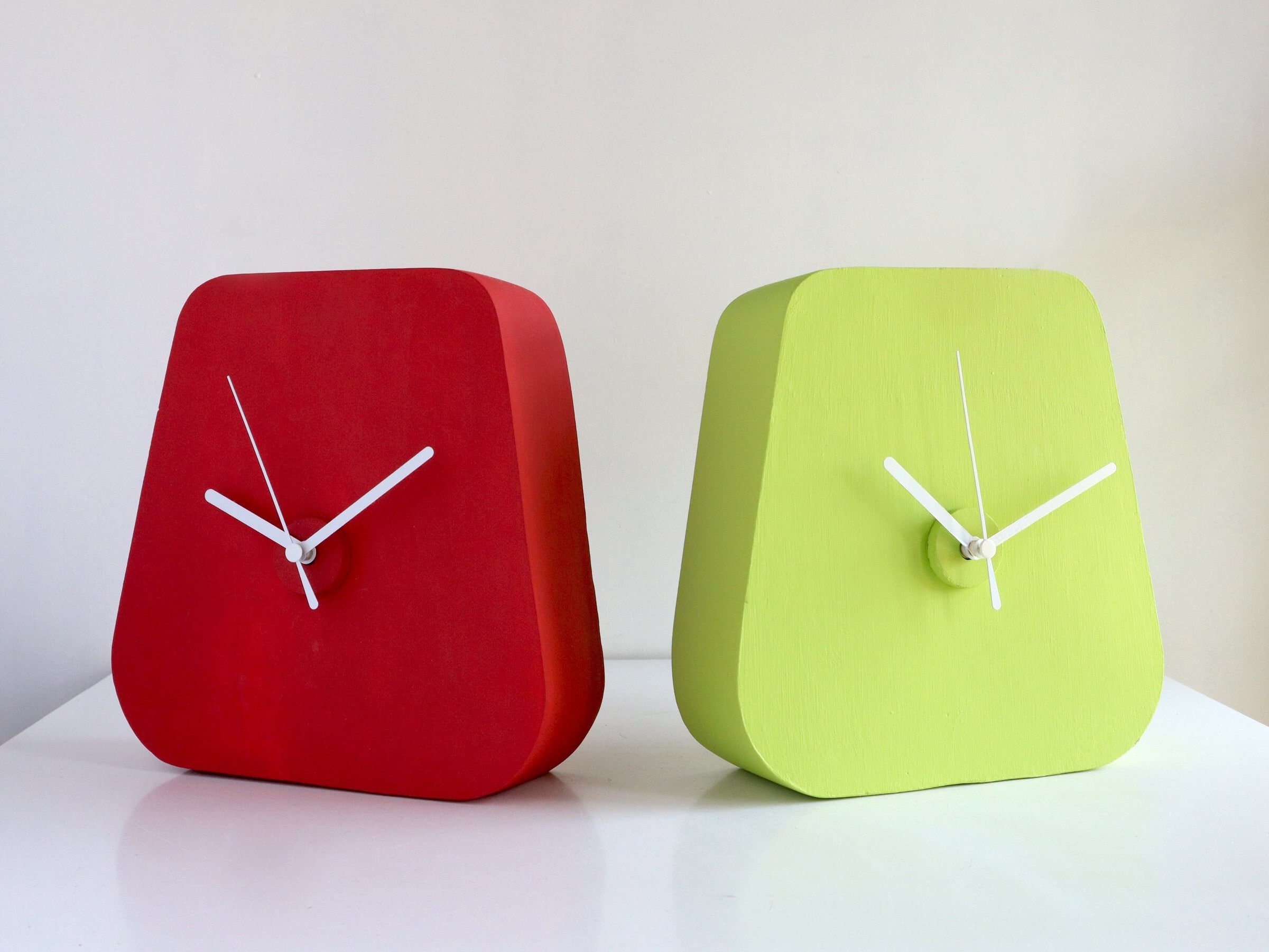 Mid Century Modern Desk Clock Triangle Red Table Clock - Etsy