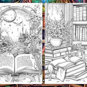 60 Magical Fantasy Coloring Book Pages for Kids Adults, Fairytale ...