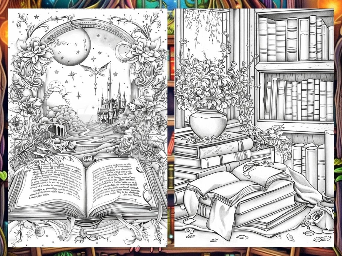 60 Magical Fantasy Coloring Book Pages for Kids Adults, Fairytale ...