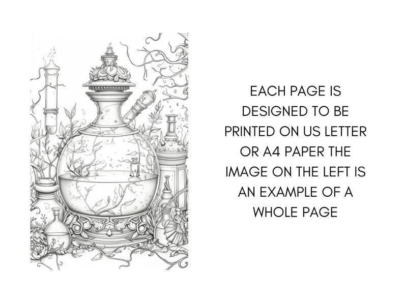50 Magic Potion Coloring Pages Adult, Teens and Kids Coloring Book ...