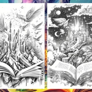 20 Magical Fantasy Coloring Book Pages for Kids Adults, Fairytale Magic ...