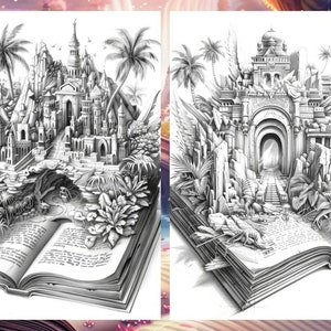 20 Magical Fantasy Coloring Book Pages for Kids Adults, Fairytale Magic ...