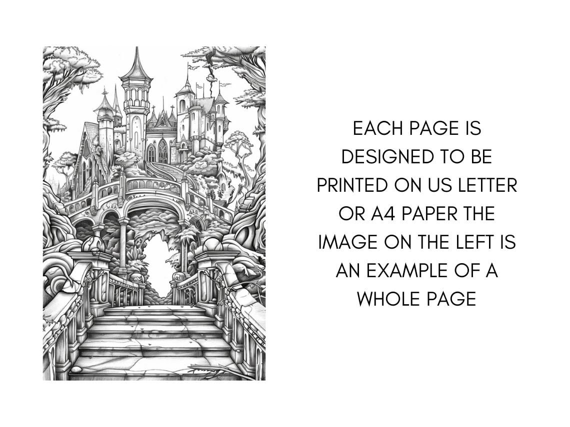 30 Magical Fantasy Coloring Book Pages for Kids Adults, Fairytale ...